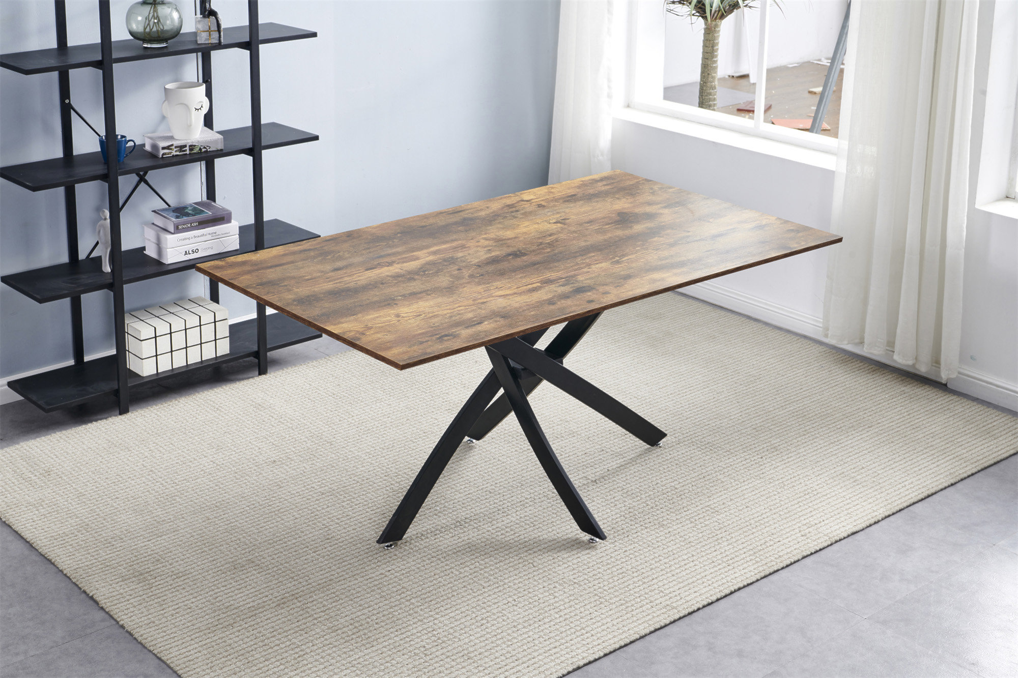 George Oliver Rectangle MDF Dining Table, Printed Marble Table Top And ...