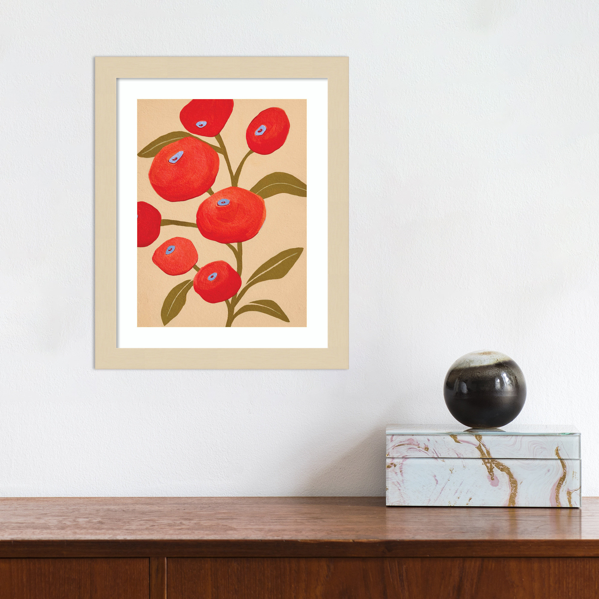 August Grove® Persimmon Plant By Emma Daisy Wood Framed Wall Art Print ...