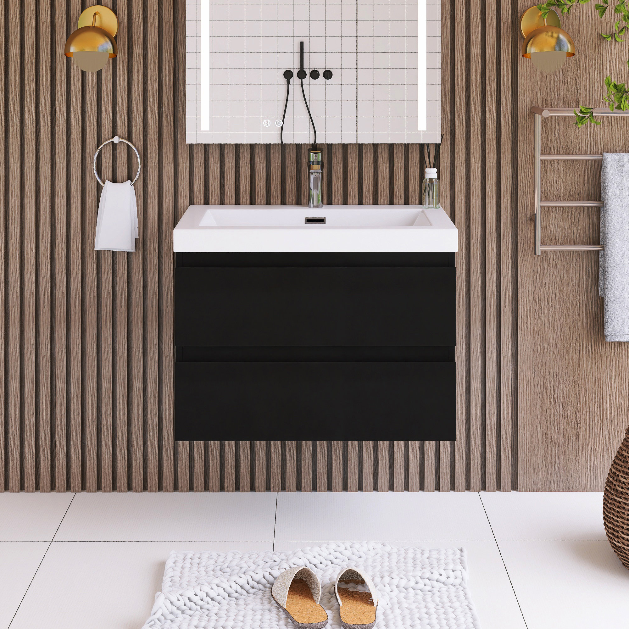 Ebern Designs Keimora 29.5'' Single Bathroom Vanity with Resin Top ...