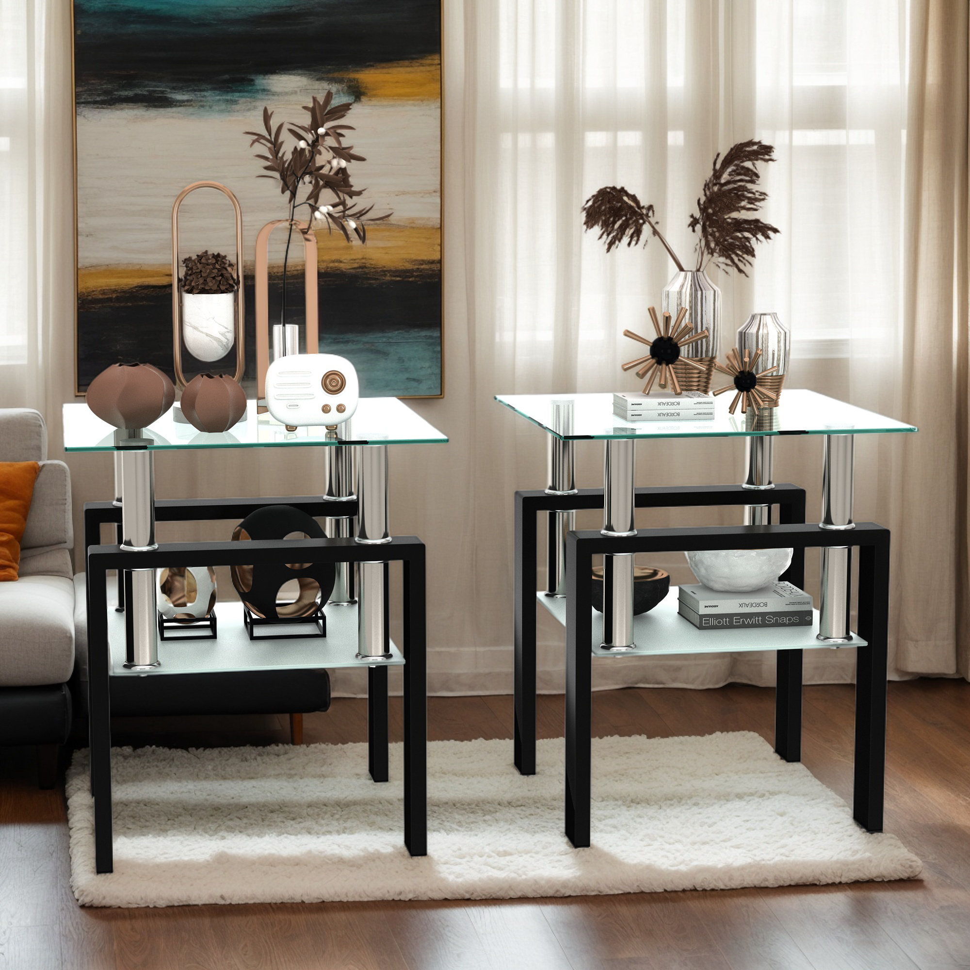 Wrought Studio Tempered Glass Coffee Table Modern Side Tea Table ...