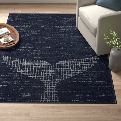 Sand & Stable Minster Abstract Navy Blue Coastal Whale Area Rug ...