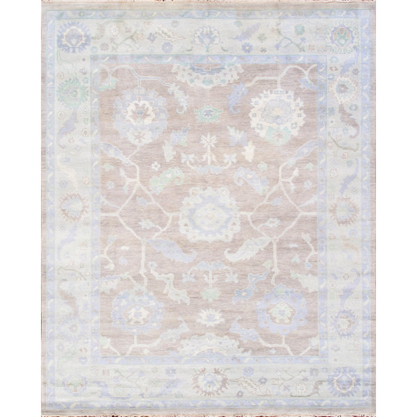 Pasargad Oushak Handmade Hand-Knotted Wool Brown/Light Blue Rug | Wayfair