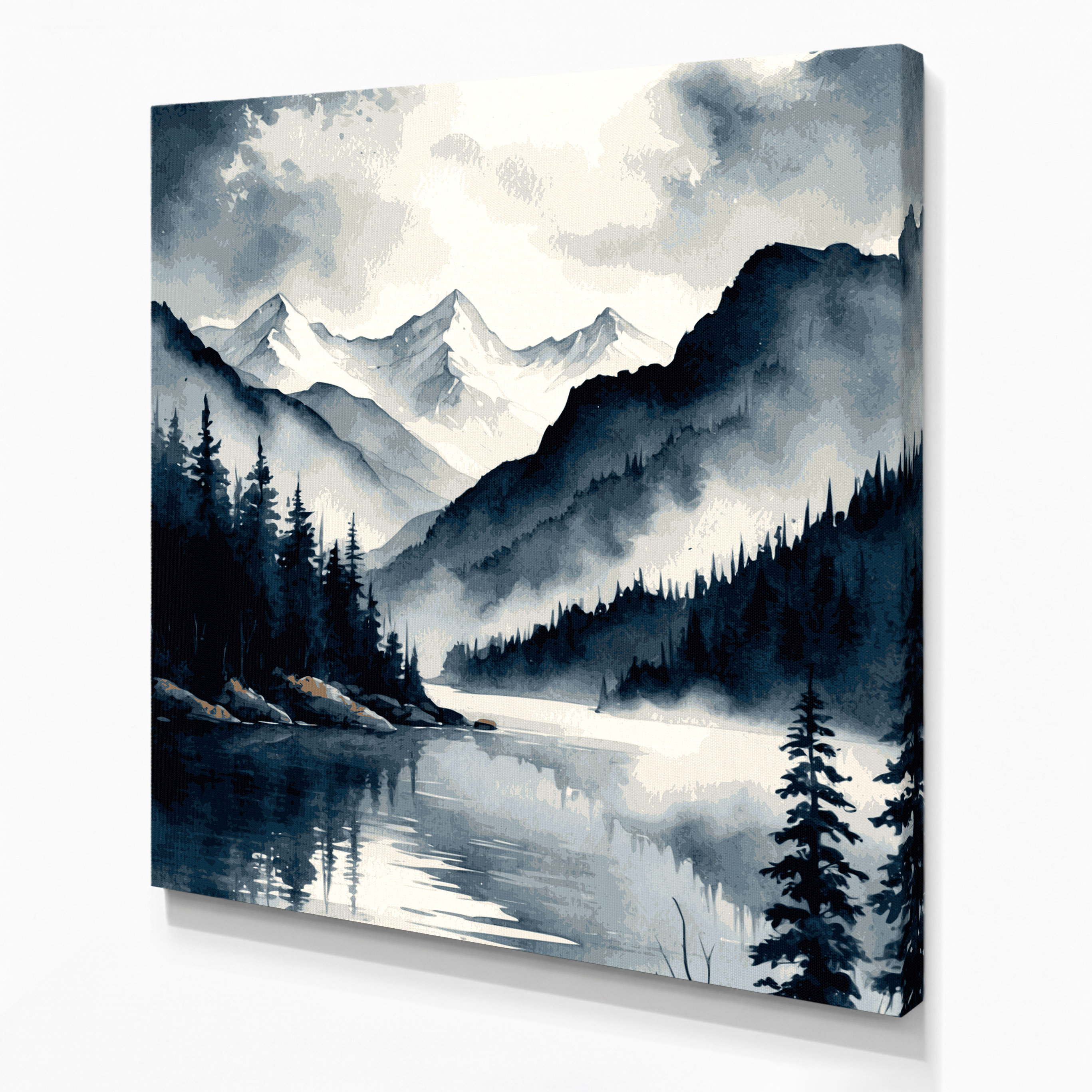 Latitude Run® Watercolor Landscape 86 Gray Canvas Wall Art | Wayfair