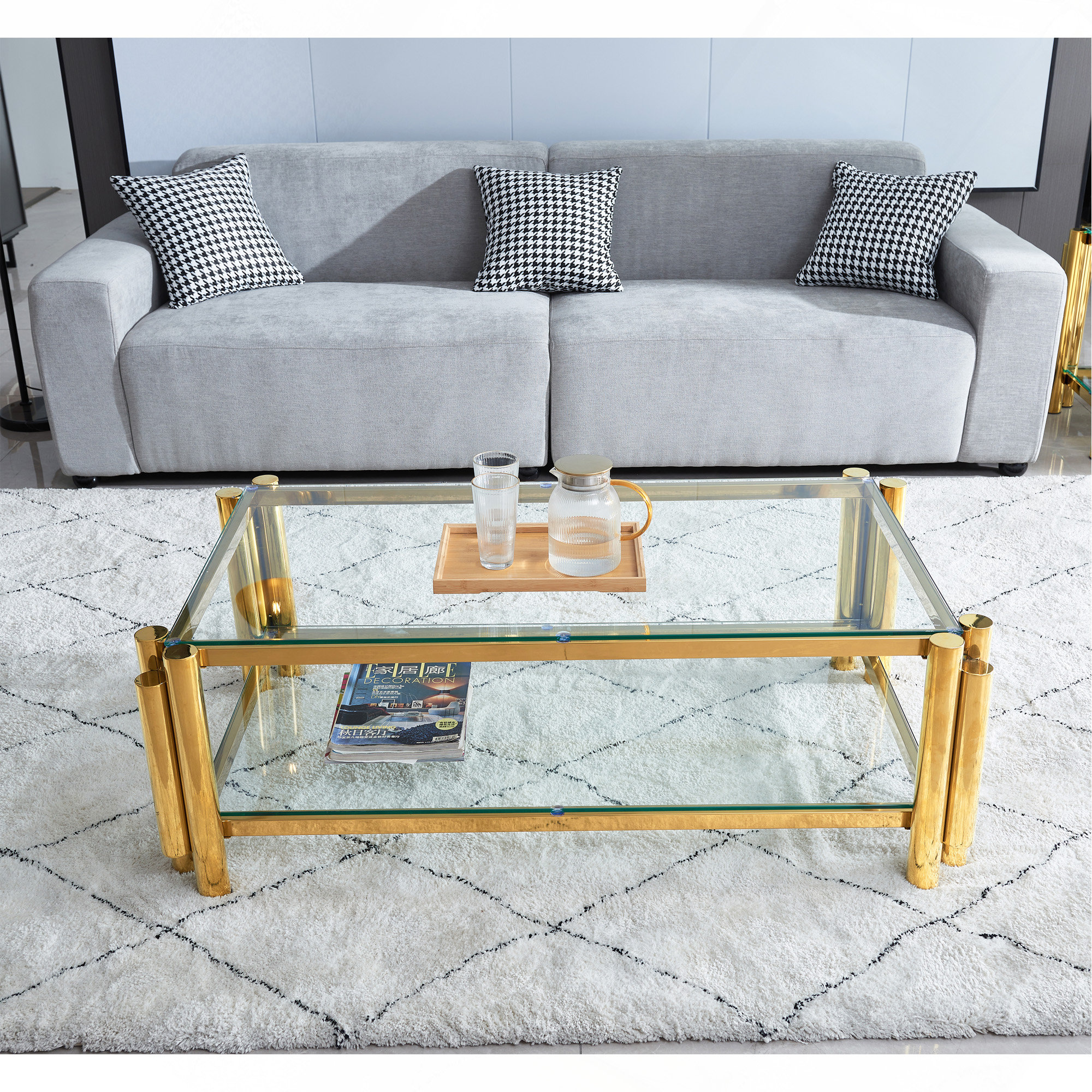 George Oliver 50" Wide Modern Stainless Steel Rectangular Coffee Table ...