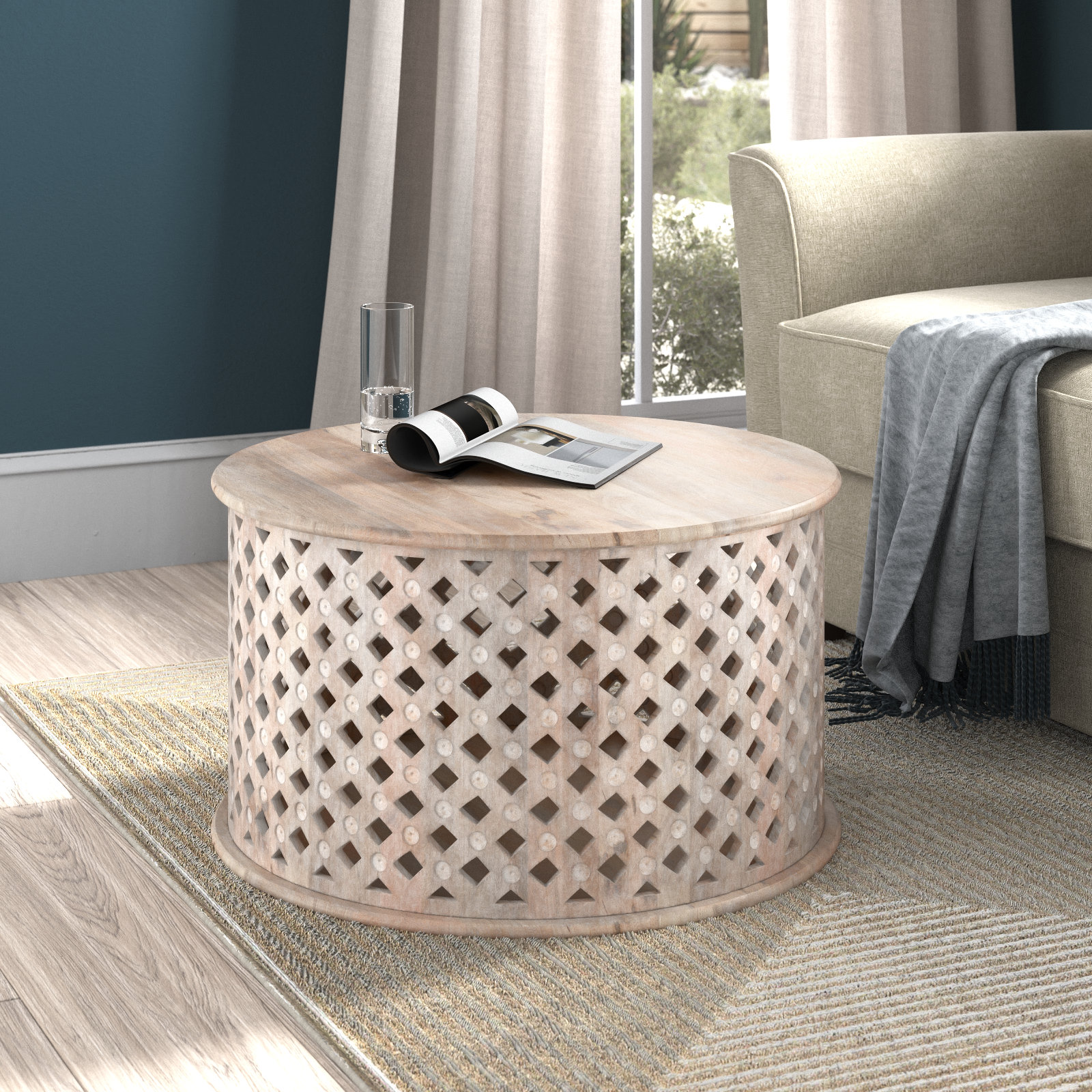 Beachcrest Home™ Maribeth Solid Wood Drum Coffee Table & Reviews | Wayfair