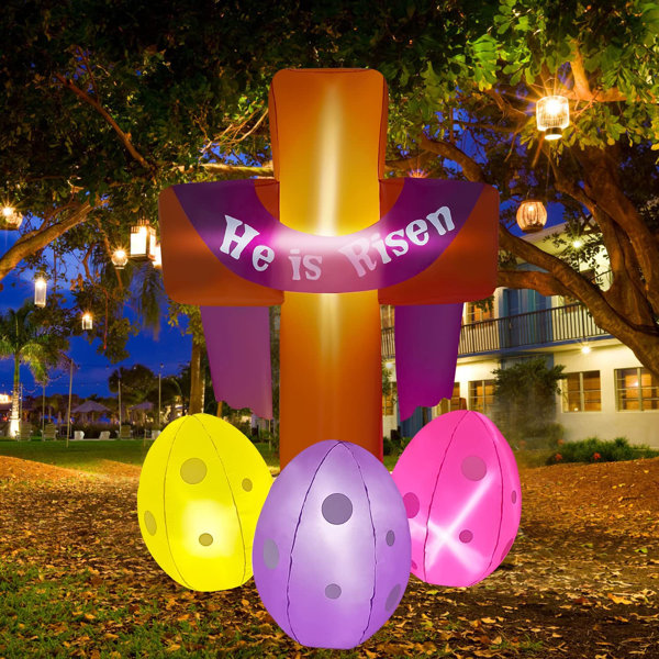 The Holiday Aisle® 7FT Easter Inflatable Outdoor Decorations He Is ...