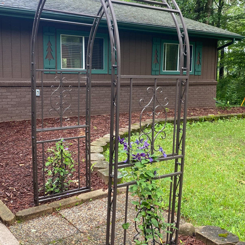 Canora Grey Arch Metal Outdoor Garden Arbor 84-in x 53-in x 23-in ...