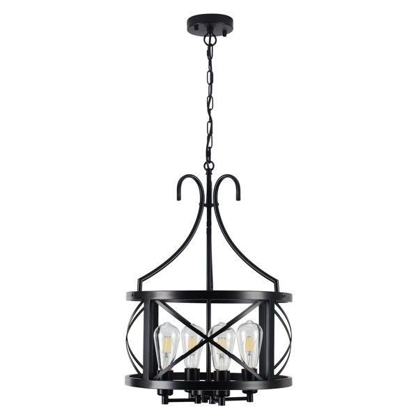 Winston Porter Vuto 4-Light Black Chandelier Light Fixture, Modern ...