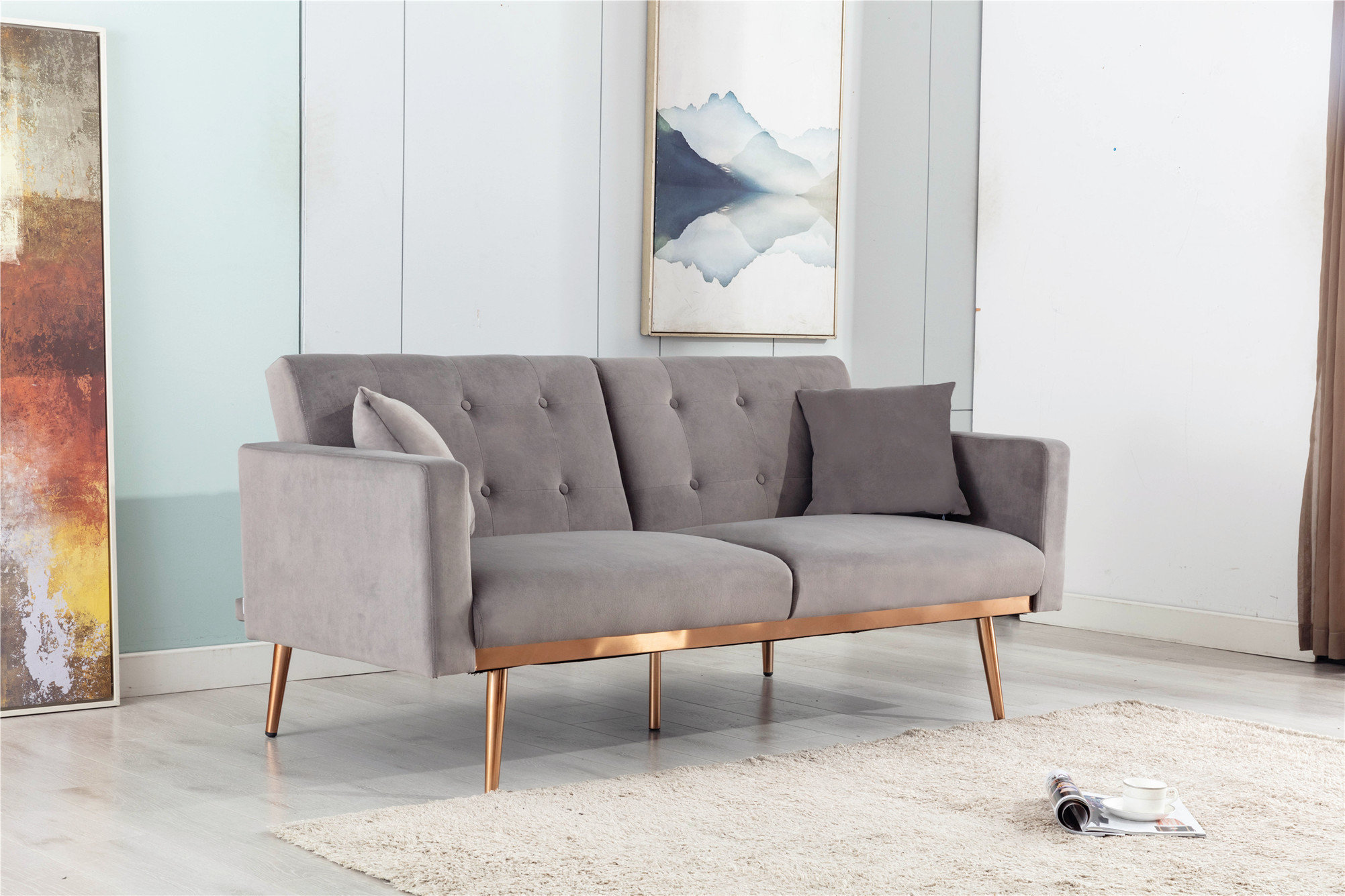 Mercer41 Liahna 45077" Velvet Square Arm Loveseat | Wayfair