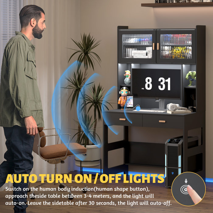 Latitude Run® Shona 40'' W Rectangle Computer Desk with Hutch and ...