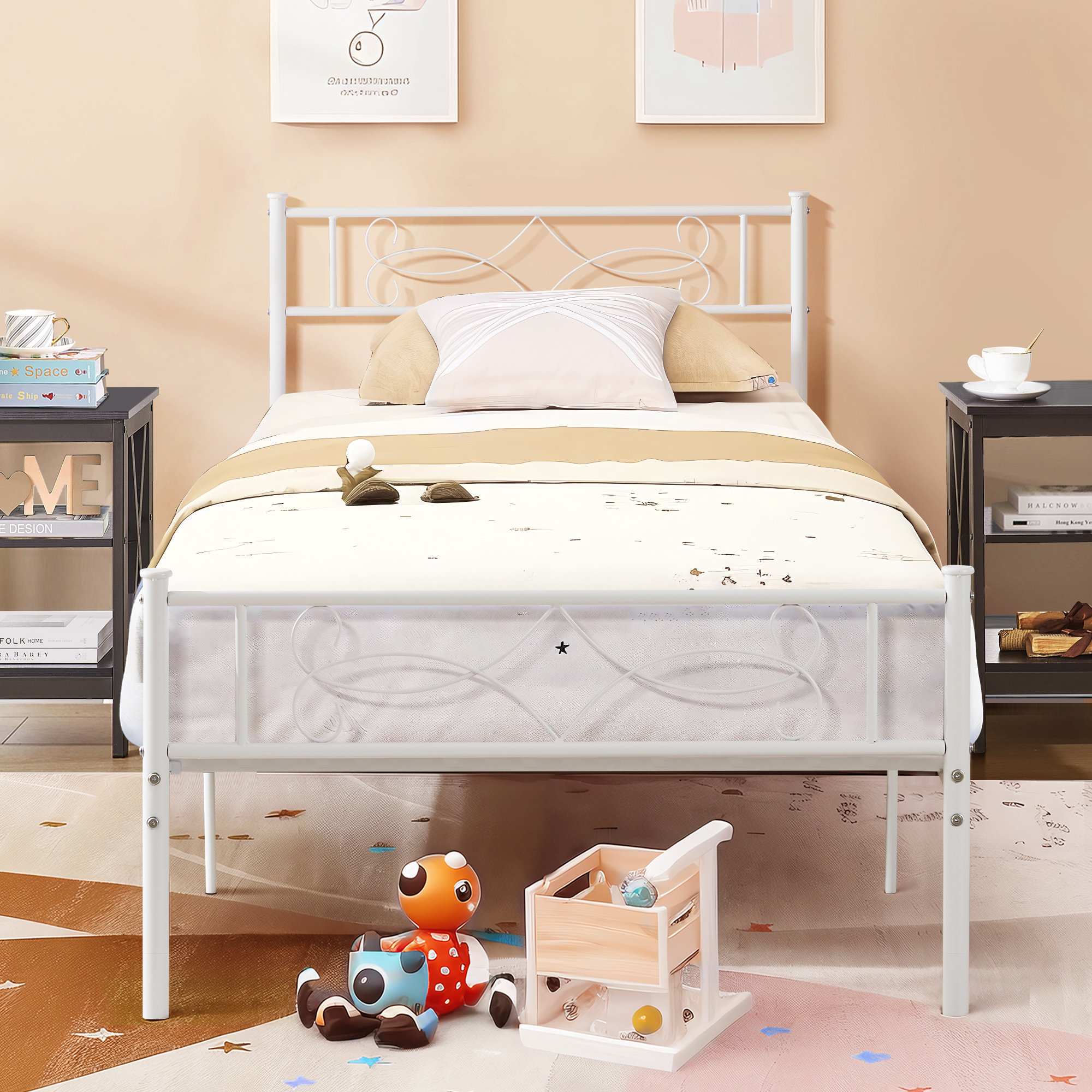 Lark Manor™ Alsa 35" Steel Bed Frame with Headboard & Reviews | Wayfair