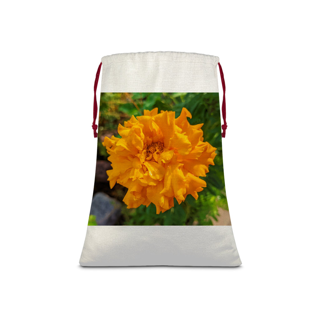 East Urban Home Orange Flower Sublimation Linen Drawstring Sack | Wayfair