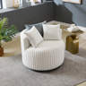 Latitude Run® Malna Plush Wide Wale Corduroy Upholstered Barrel Accent ...