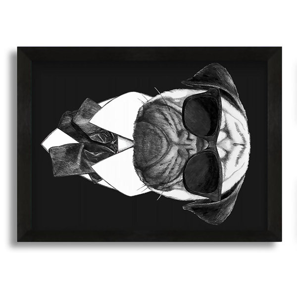 Happy Larry Mafia Pug Dog - Picture Frame Painting on Canvas | Wayfair ...