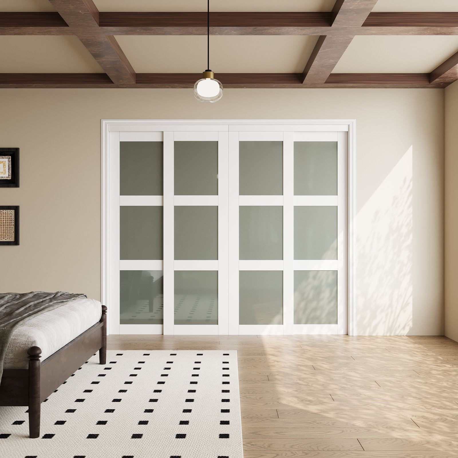 ARK DESIGN 80'' Frosted Glass Pantry Closet Sliding Doors with Hardware ...