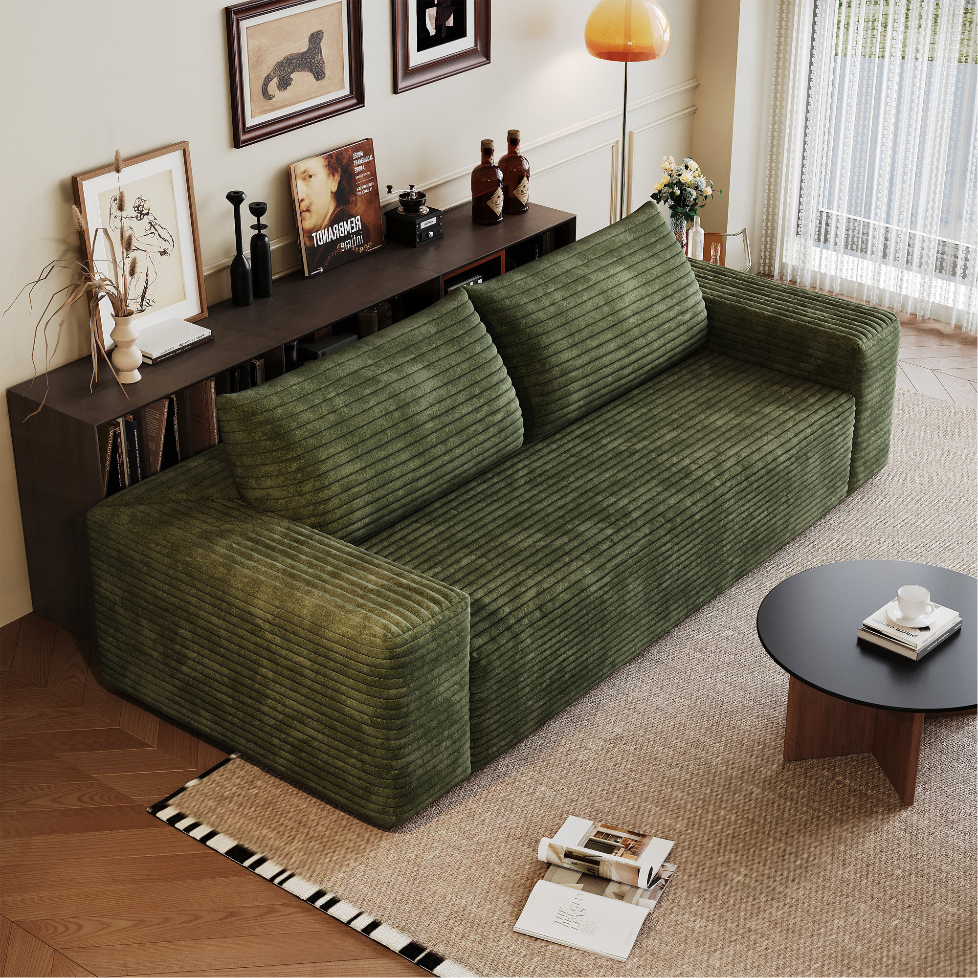 comfy green sofa