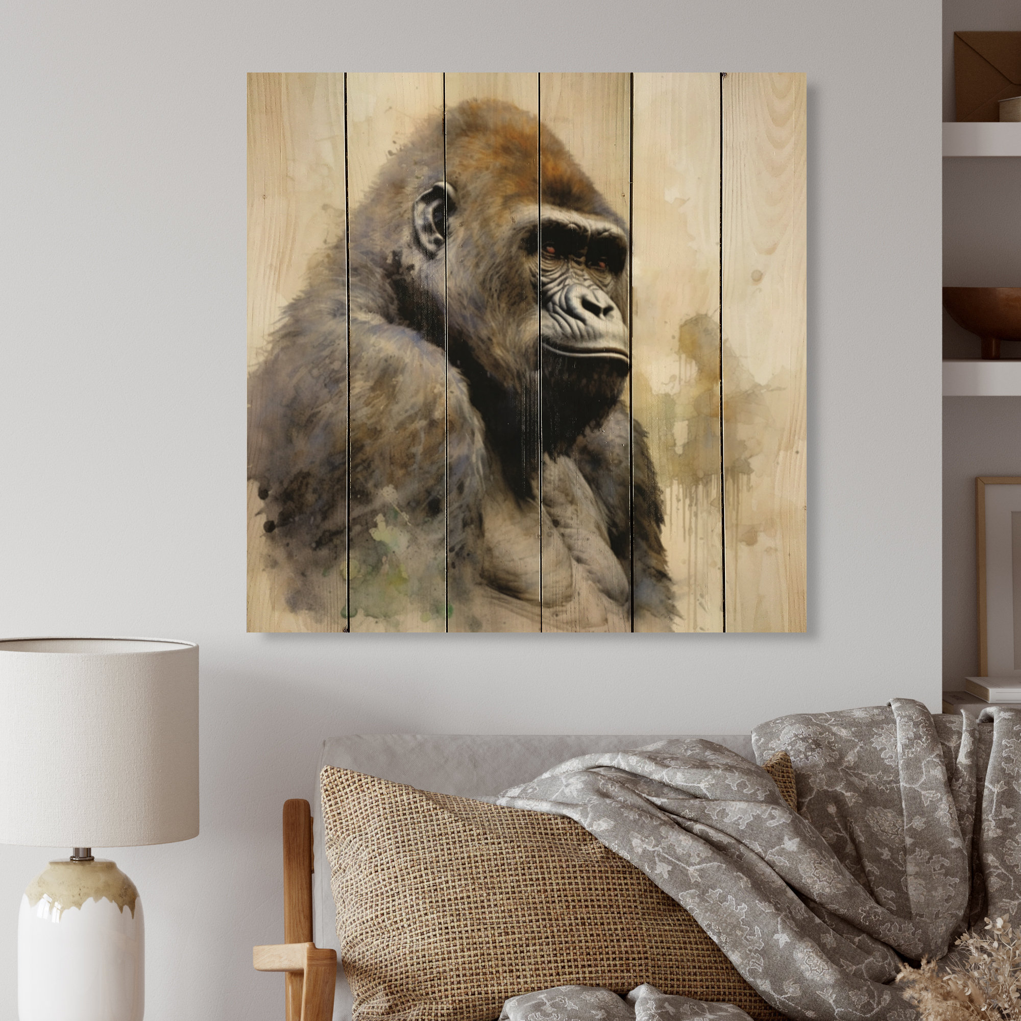 Millwood Pines Keiliany Powerful Gorilla Primate I On Wood Print | Wayfair