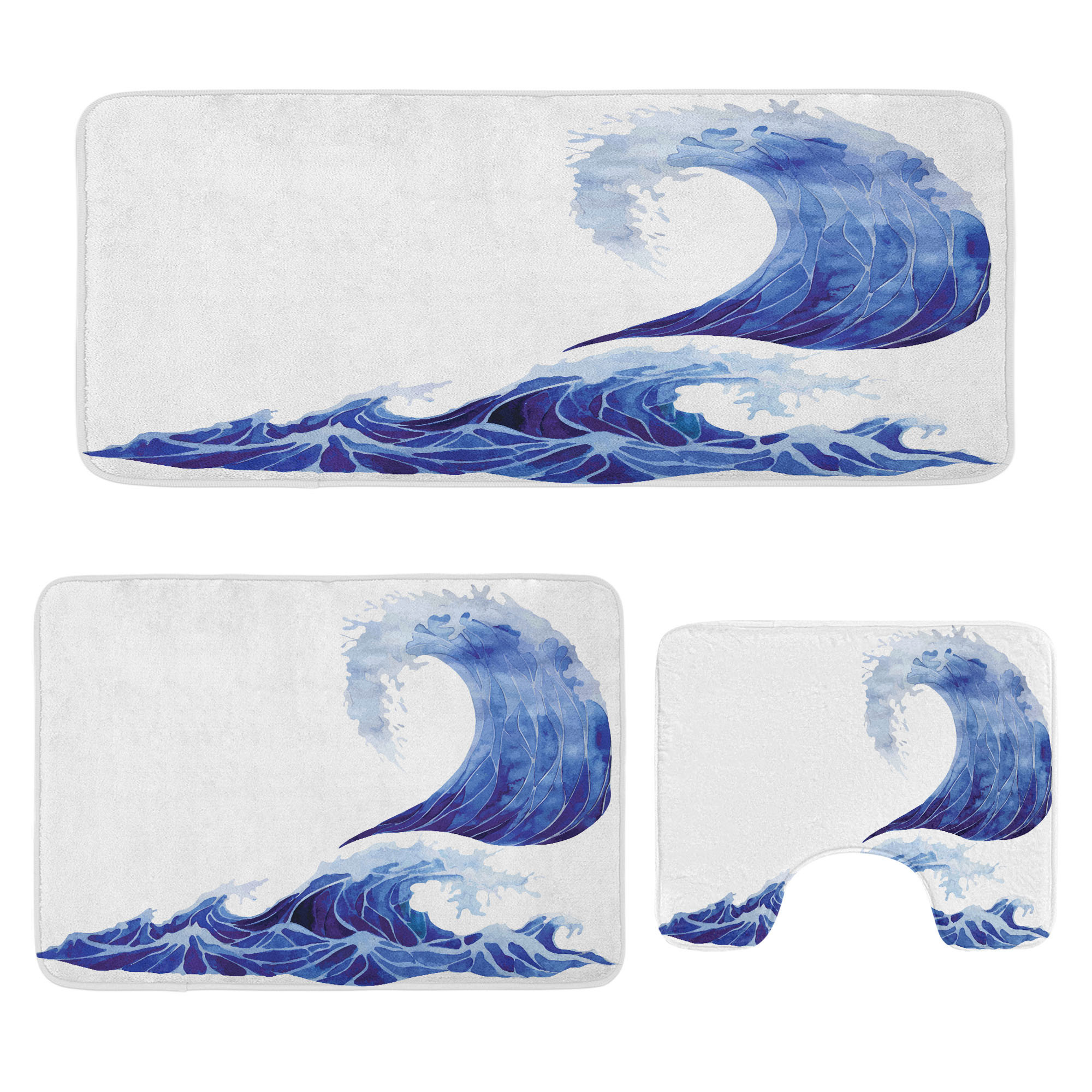 East Urban Home Ocean Bathroom Rug Set 3 Pieces U-Shape & Rectangle ...