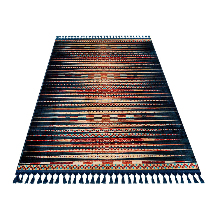 Gracie Oaks Mae Navy Blue Machine Woven Modern Area Rug | Wayfair.co.uk