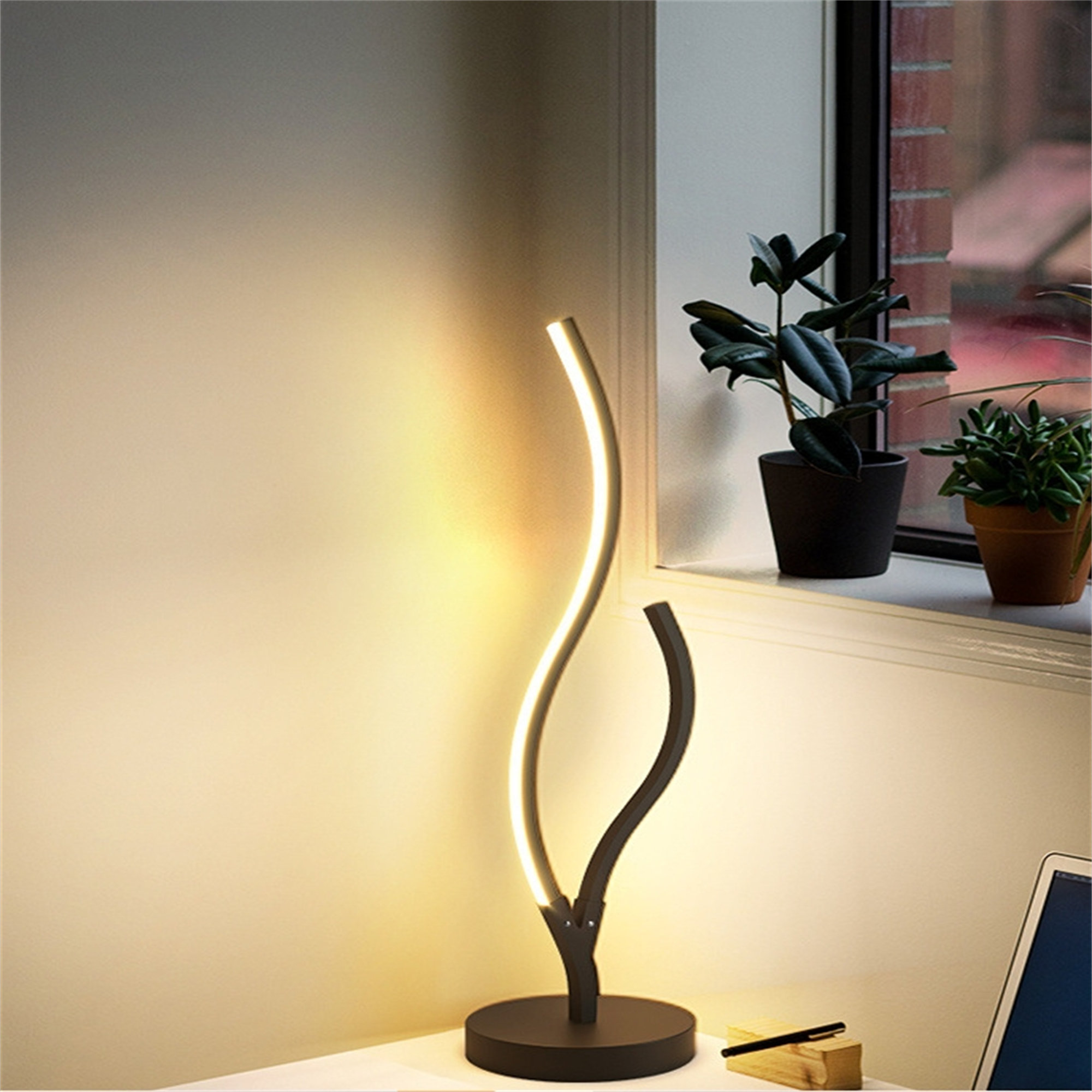 Orren Ellis Bedroom Bedside Lamp, Adjustable Three-Color Dimming ...