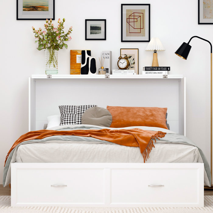 Latitude Run® Detravious Fold Out Murphy Bed With Power Outlets ...