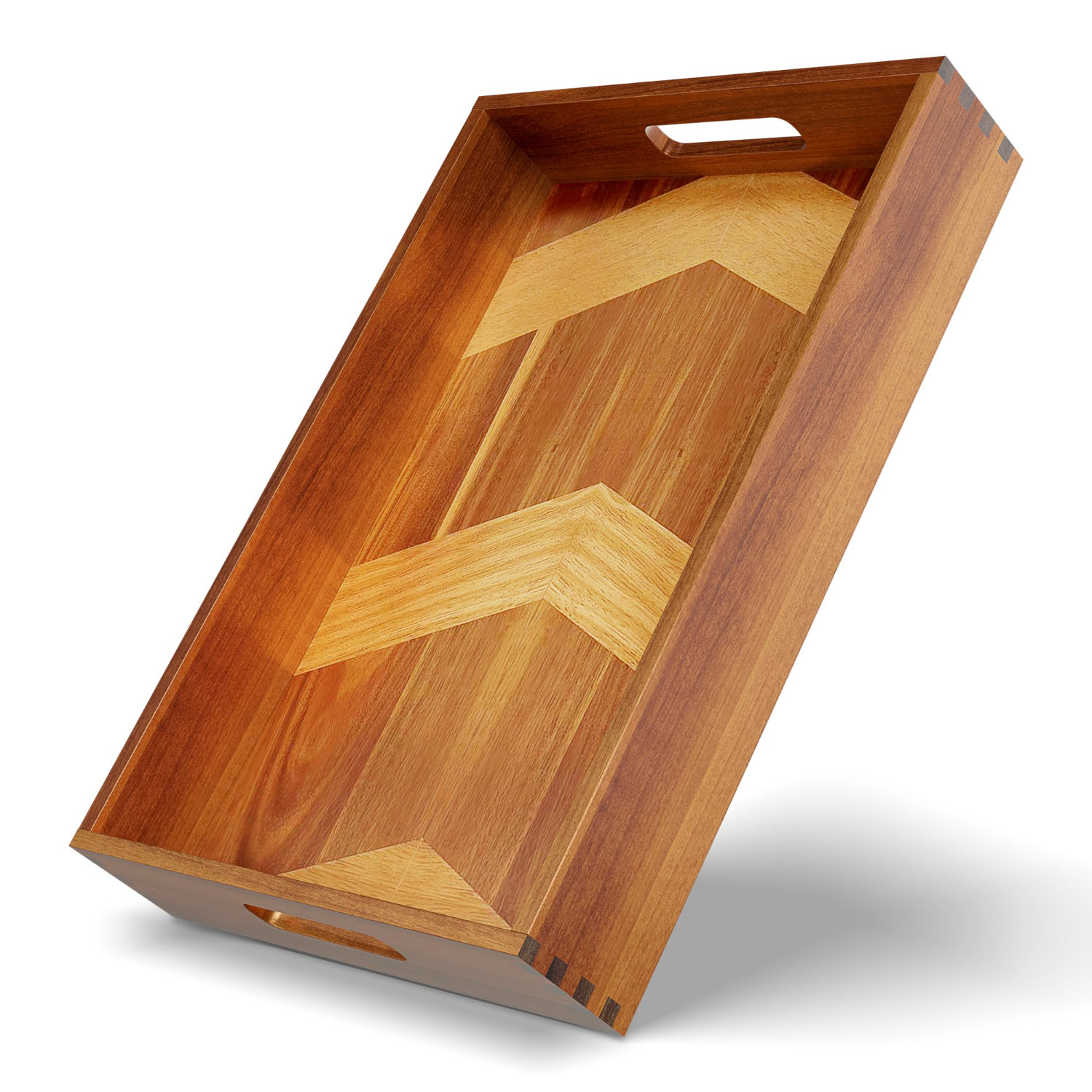 Millwood Pines Wooden tray with handles Non-slip acacia wood cutlery ...
