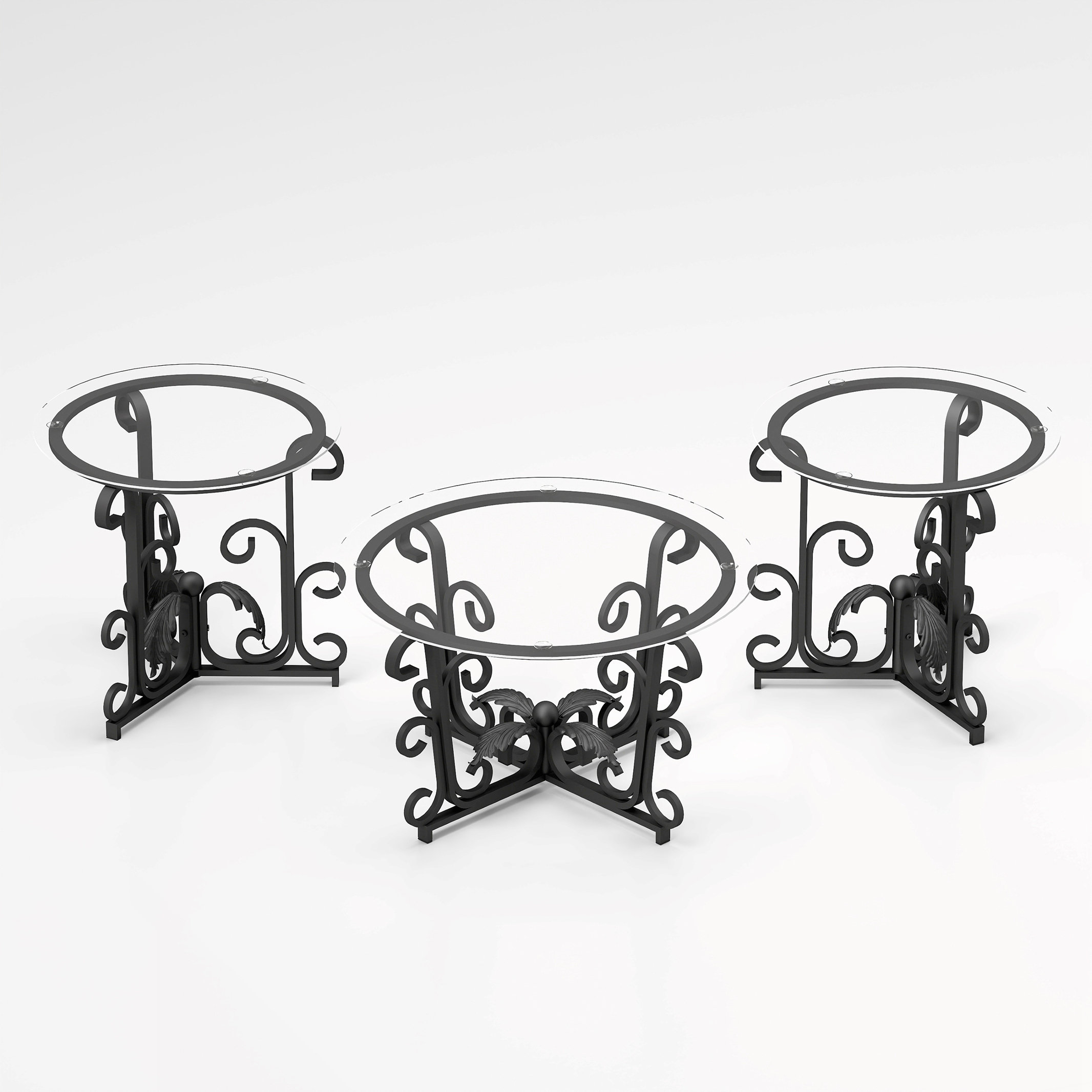 Ivy Bronx 3 Piece Tempered Glass Surface Coffee Table Set | Wayfair