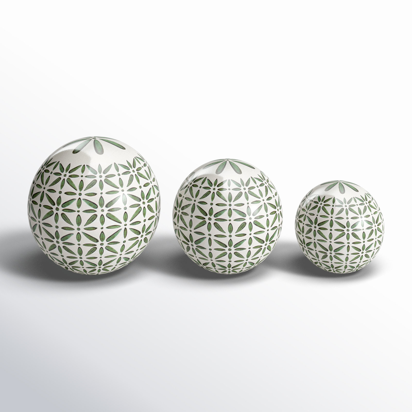 Birch Lane™ Set of 3 Decorative Orbs - Contemporary Sage Green and ...
