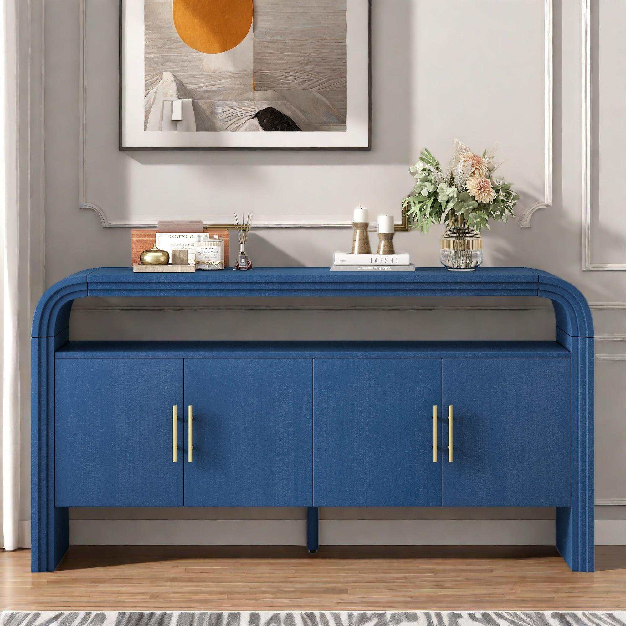 Gracie Oaks 4-door Elegant Console Table With Natural Embossed Texture ...