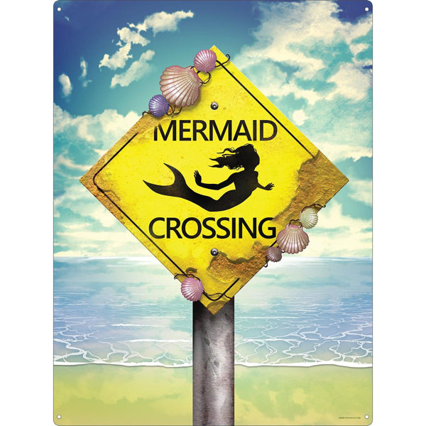 House of Hampton Mermaid Crossing Sign Tin Wall Décor | Wayfair.co.uk
