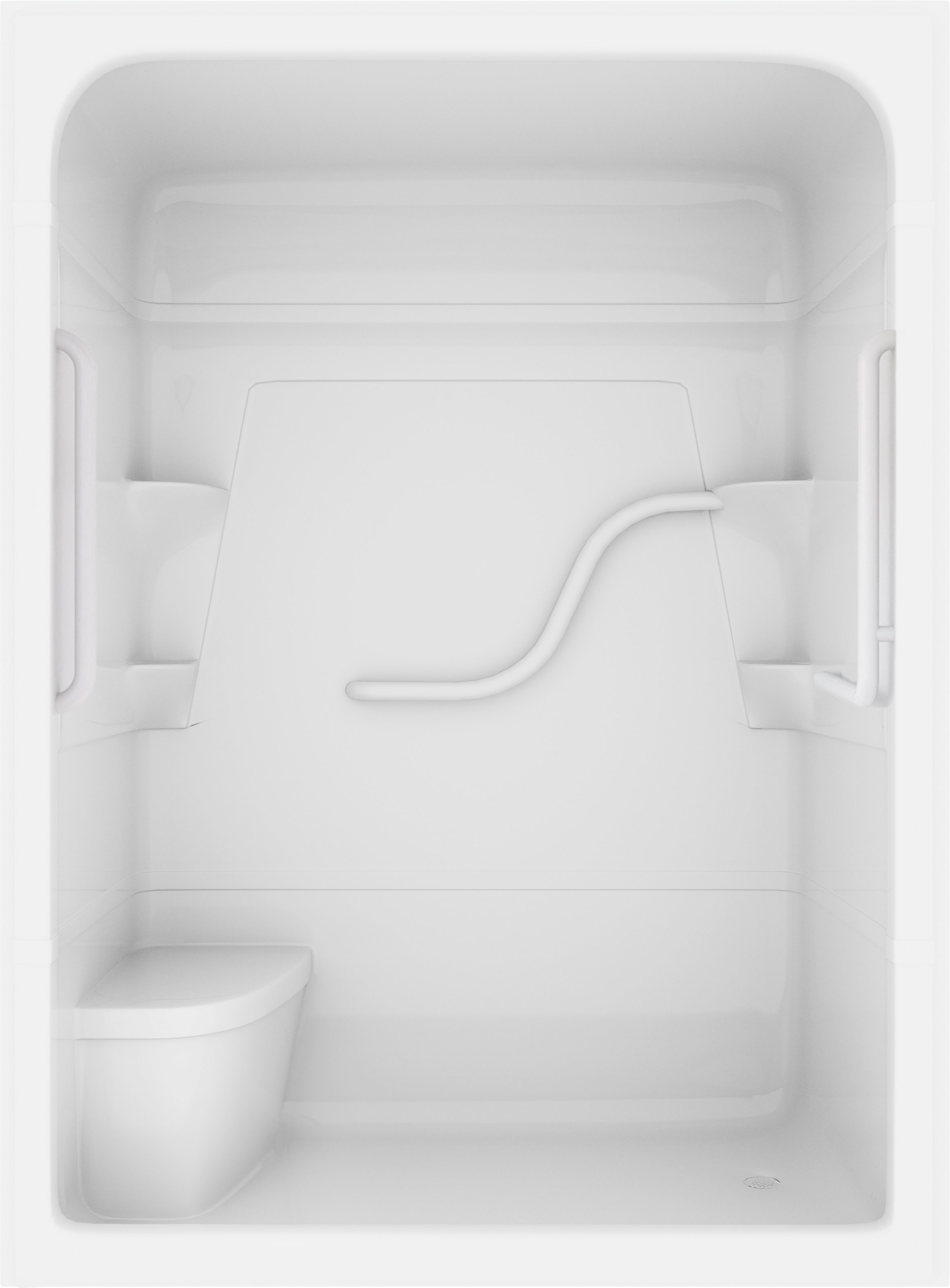 Mirolin 60" W x 84.5" H x 34.25" D 3-Piece Shower Stall with Seat, 3-Grab Bars, 4-Shelves, Left ...