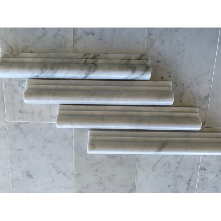 SB TILE AND STONE 12'' L x 2'' W Marble Chair Rail Tile Trim | Wayfair