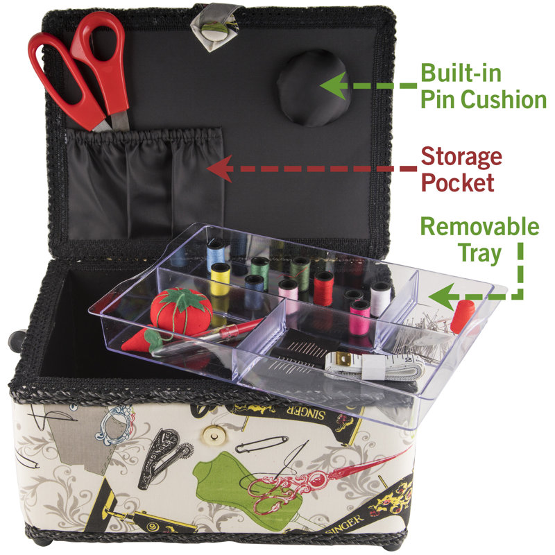 Singer - Large Sewing Basket Kit (Vintage Sewing Machine) & Reviews ...