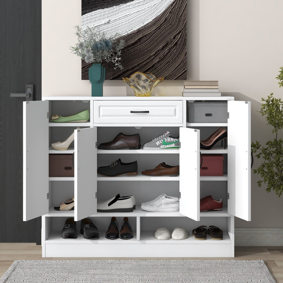 Hokku Designs White Manufactured Wood Shoe Storage Bench | Wayfair