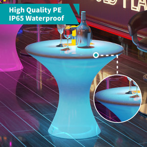 Wrought Studio™ Led Light Up Bar Table, 16 Rgb Colors Changing Light ...