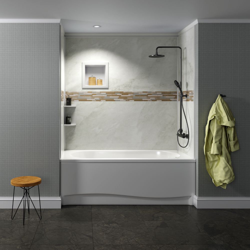 Bella CORE Arctic Mist 3-Wall Tub and Shower Surround with Katrina ...