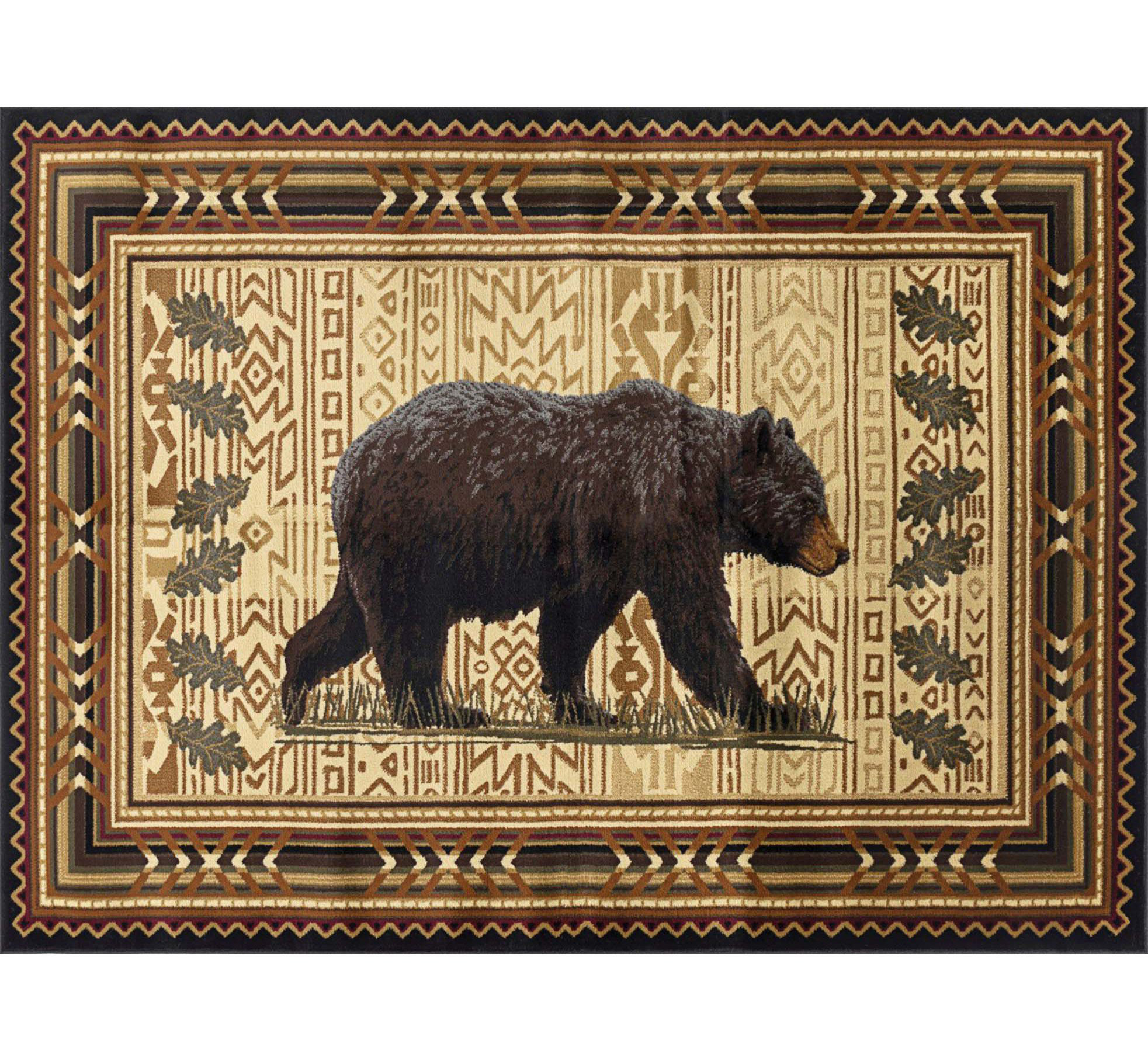 Loon Peak® Wild Bear Lodge Area Rug, Animal Themed Area Rug, Stain ...