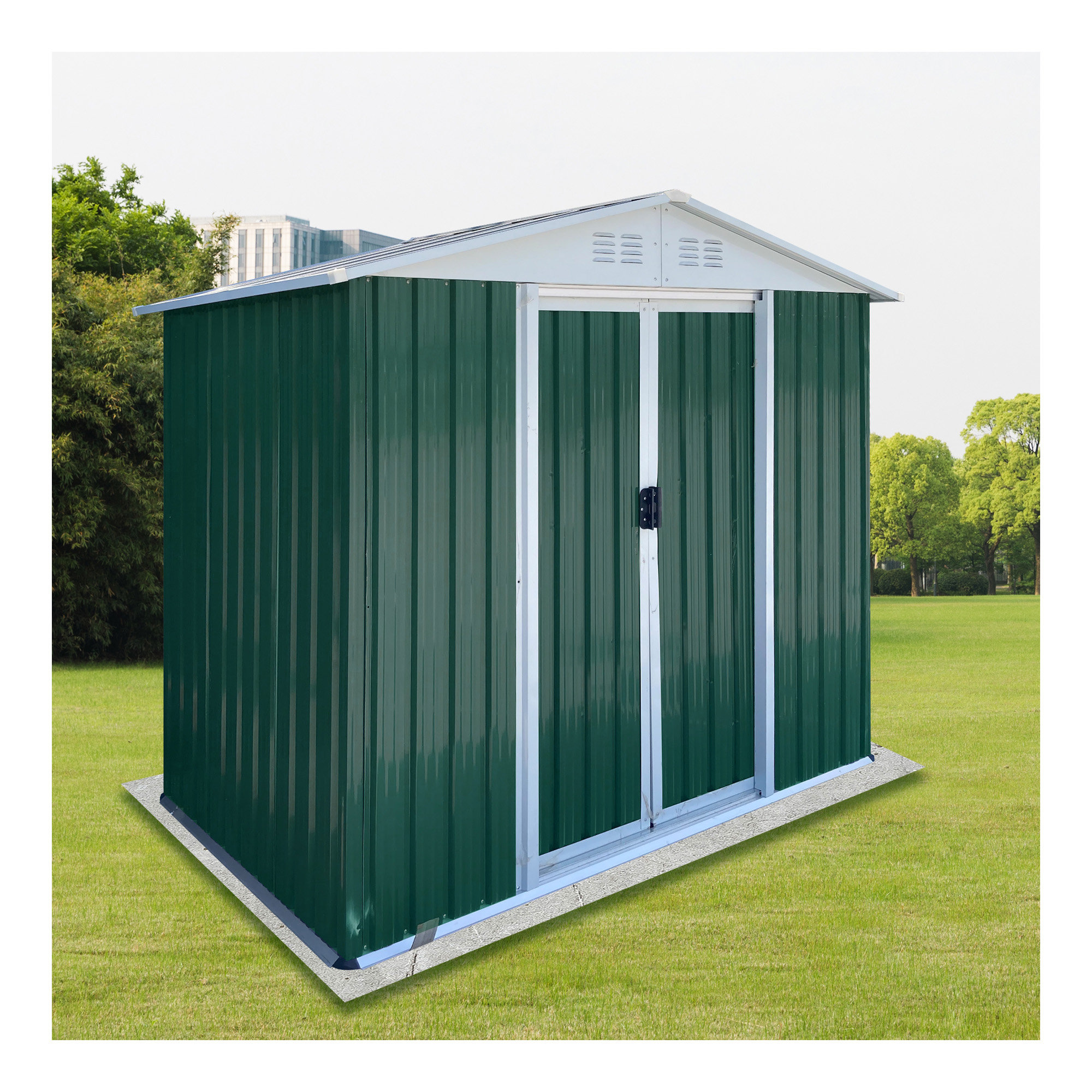 Taroo Clocks 6Ftx4ft Apex Roof Green Outdoor Tool Storage House Garden ...