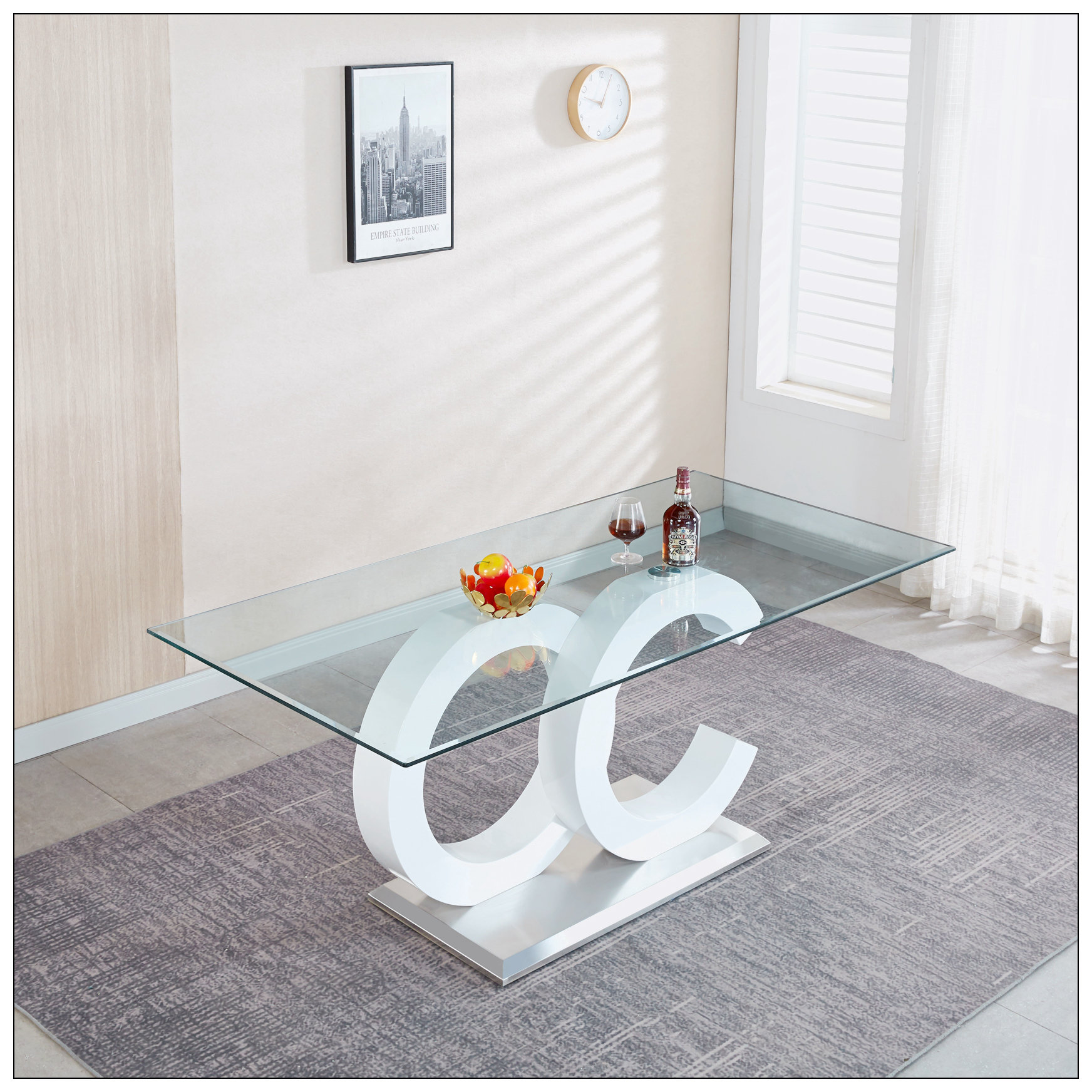 Mercer41 Kyiesha Rectangular 70.08'' L x 35.04'' W,Tempered Glass ...