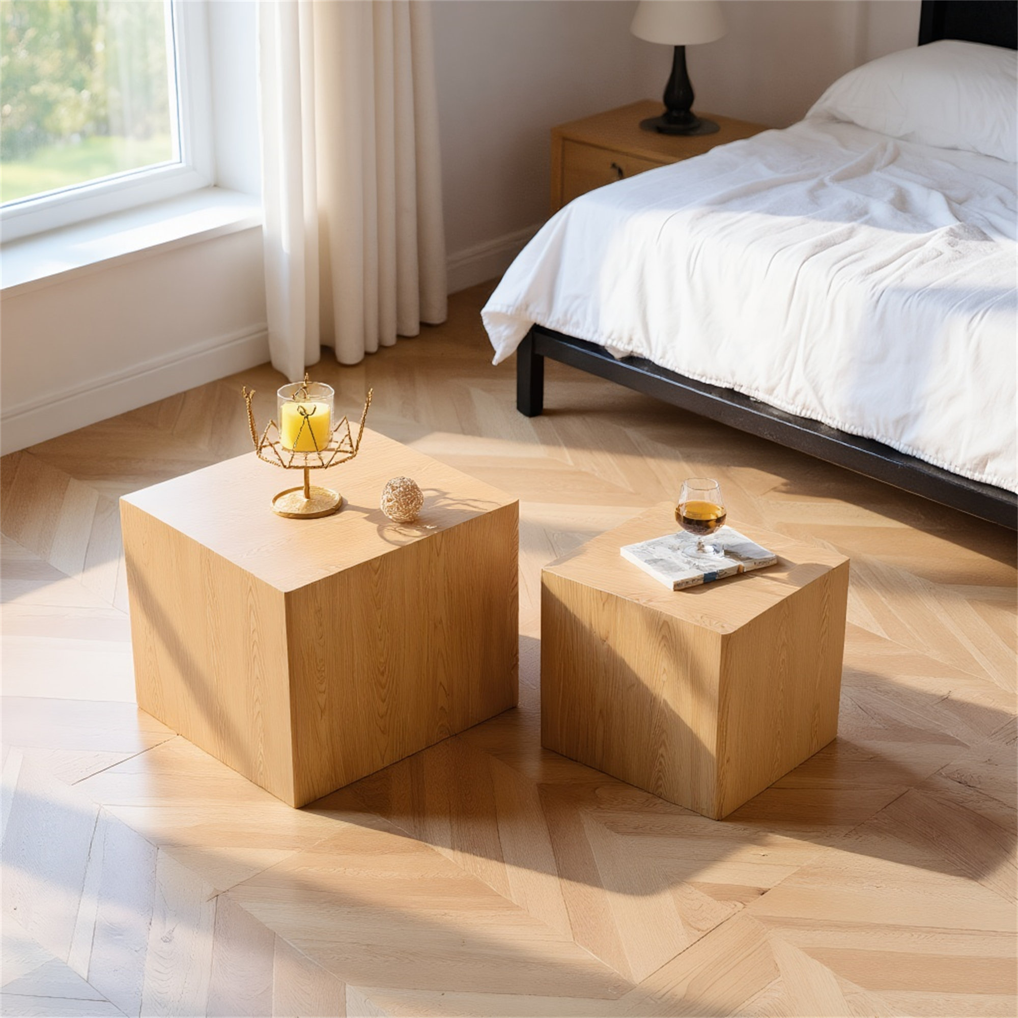 Latitude Run® Coffee Table Set (2-Piece), Nesting Cube Coffee Tables ...