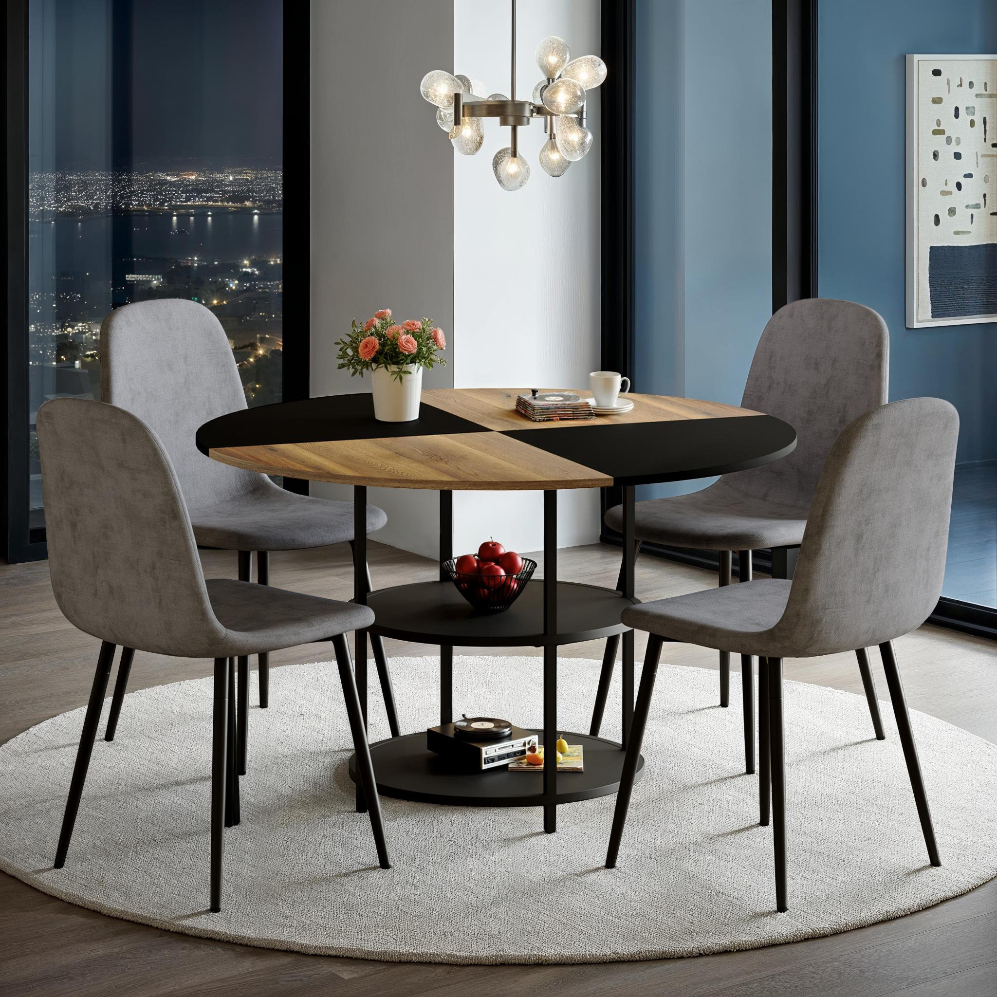 17 Stories 47.3" Circular Dining Table & 4 Chairs Set | Wayfair