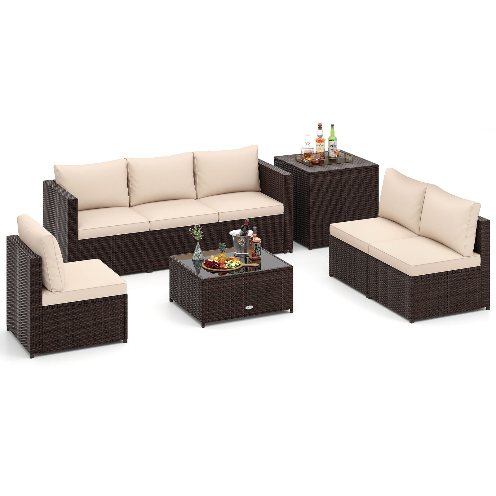 Latitude Run® 8 Pcs Patio Furniture Set With Storage Box & Tempered ...