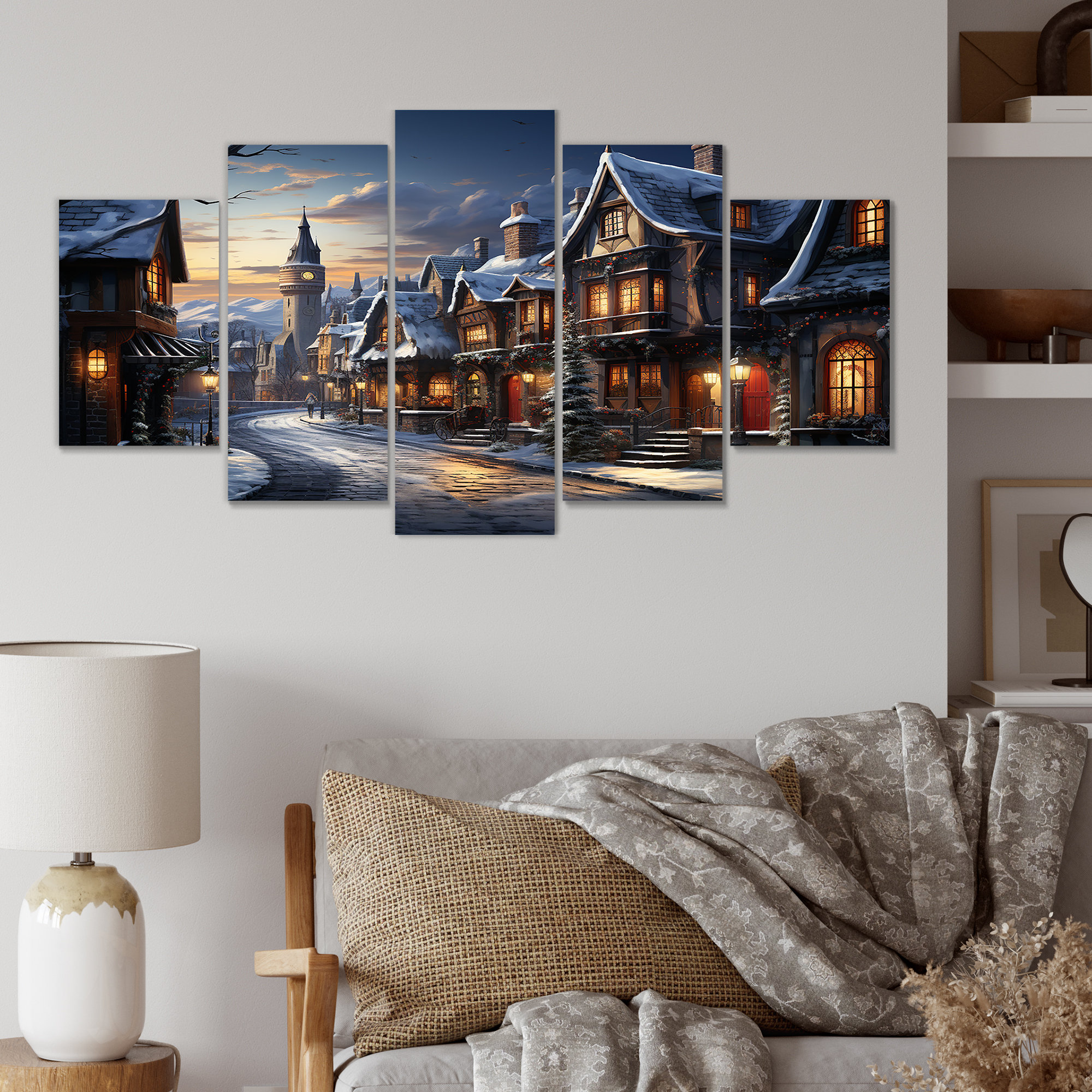 Red Barrel Studio® European Winter City By Night - Winter Landscape ...