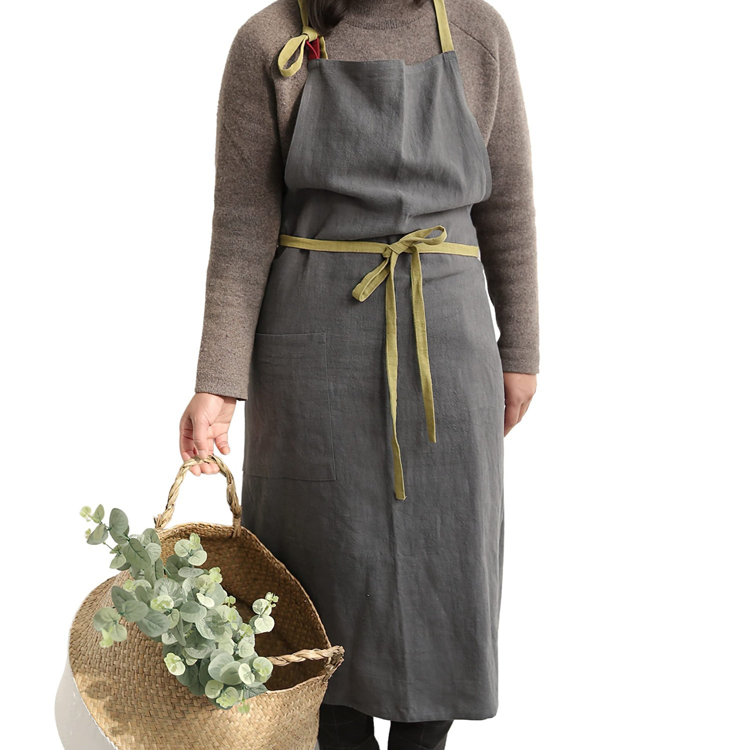 Gracie Oaks Kitchen Apron Linen Cooking Aprons With Pocket - Wayfair Canada