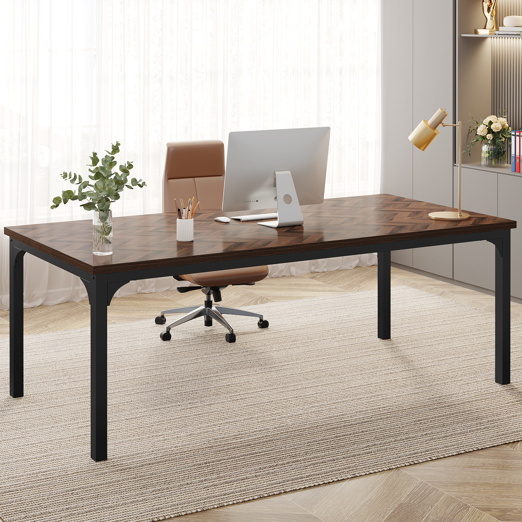 Union Rustic Lydia 70.86'' W Rectangle Executive Desk & Reviews | Wayfair