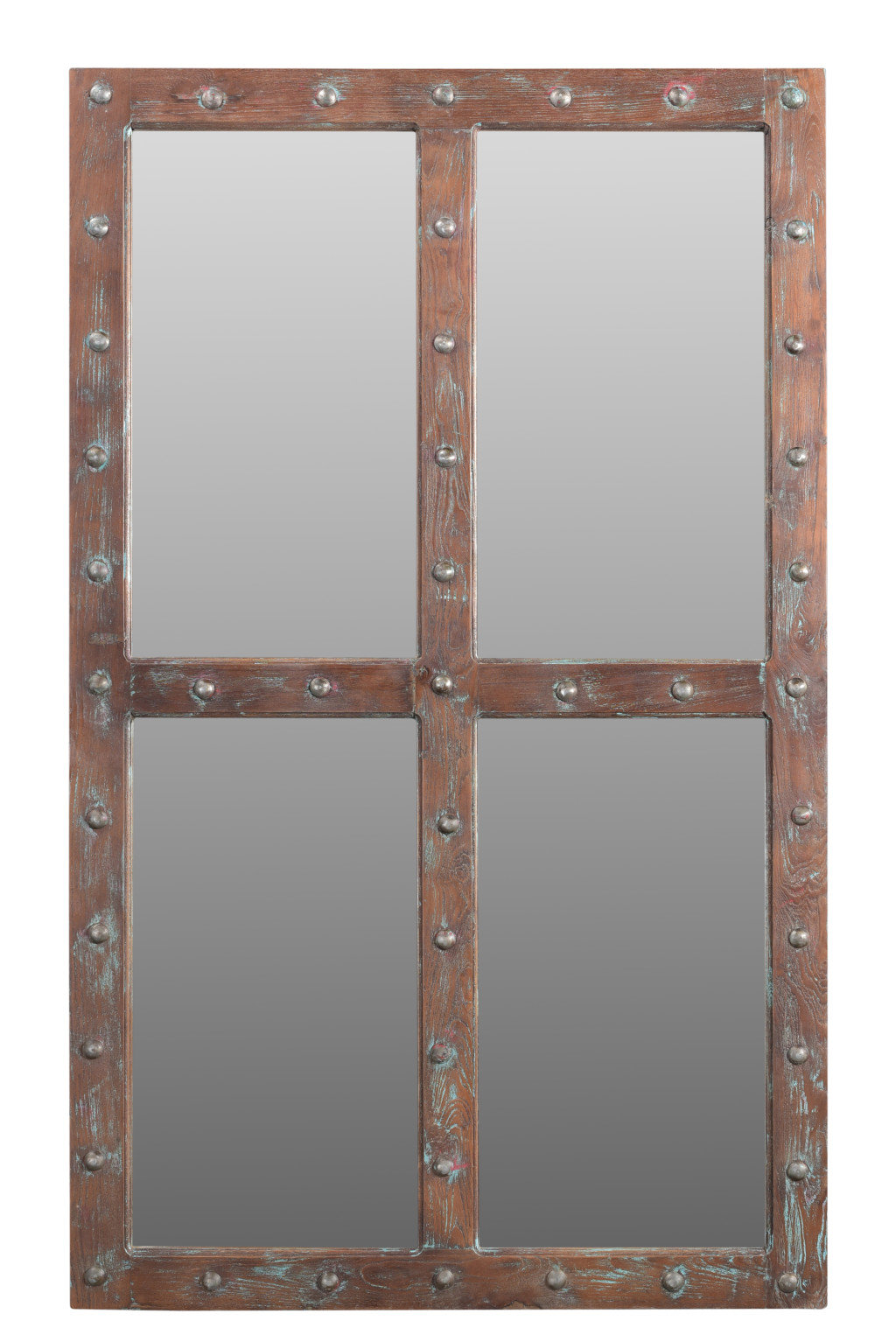 HomeRoots 60" Wood Brown Rustic Solid Wood Window Pane Framed Accent ...