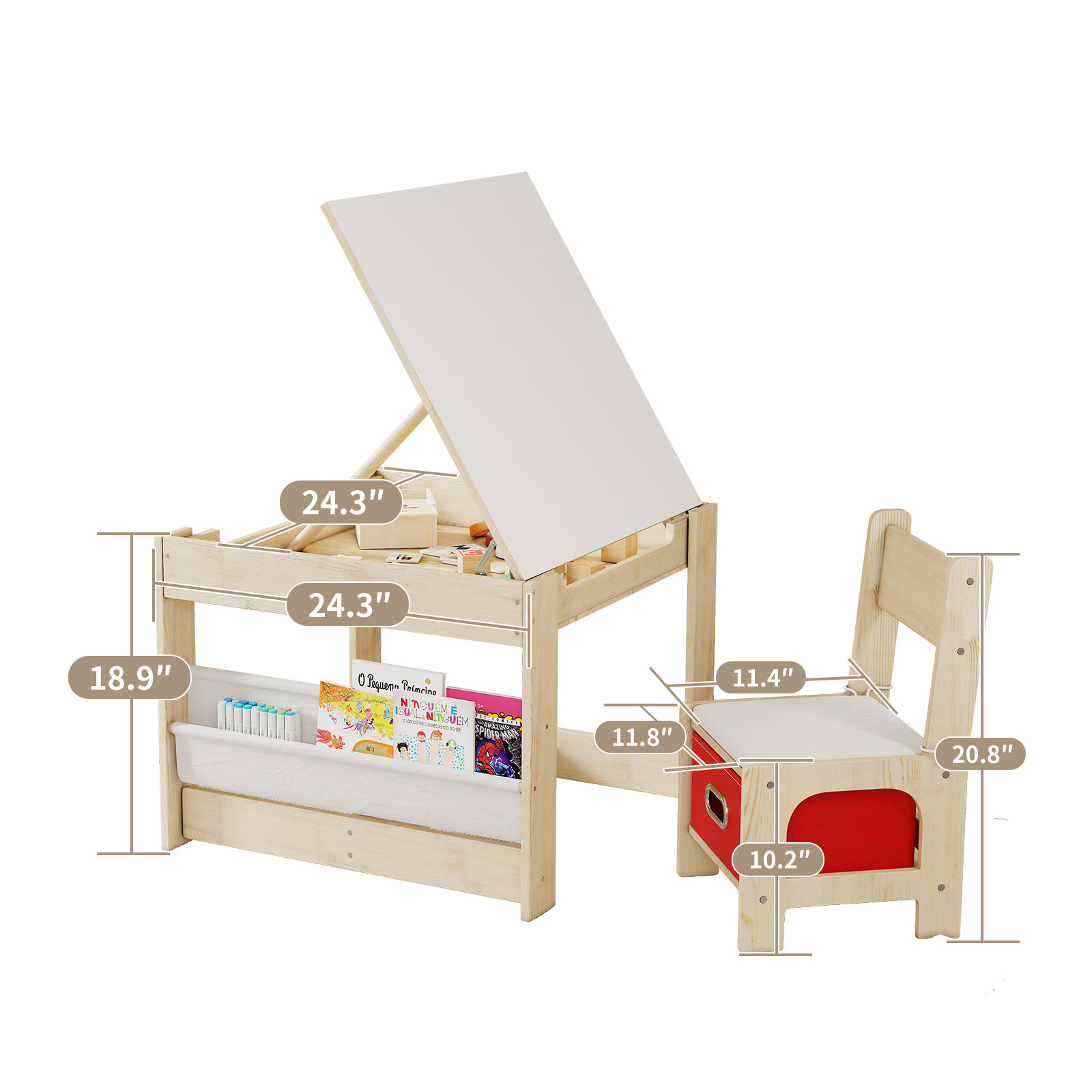 Harriet Bee Kids Table And Chairs, Solid Wood Kids Table And Chair Set ...