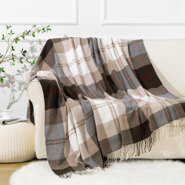 Battilo Home Yarn-Dyed Modern Plaid Throw, Checkered Throw Blanket for ...