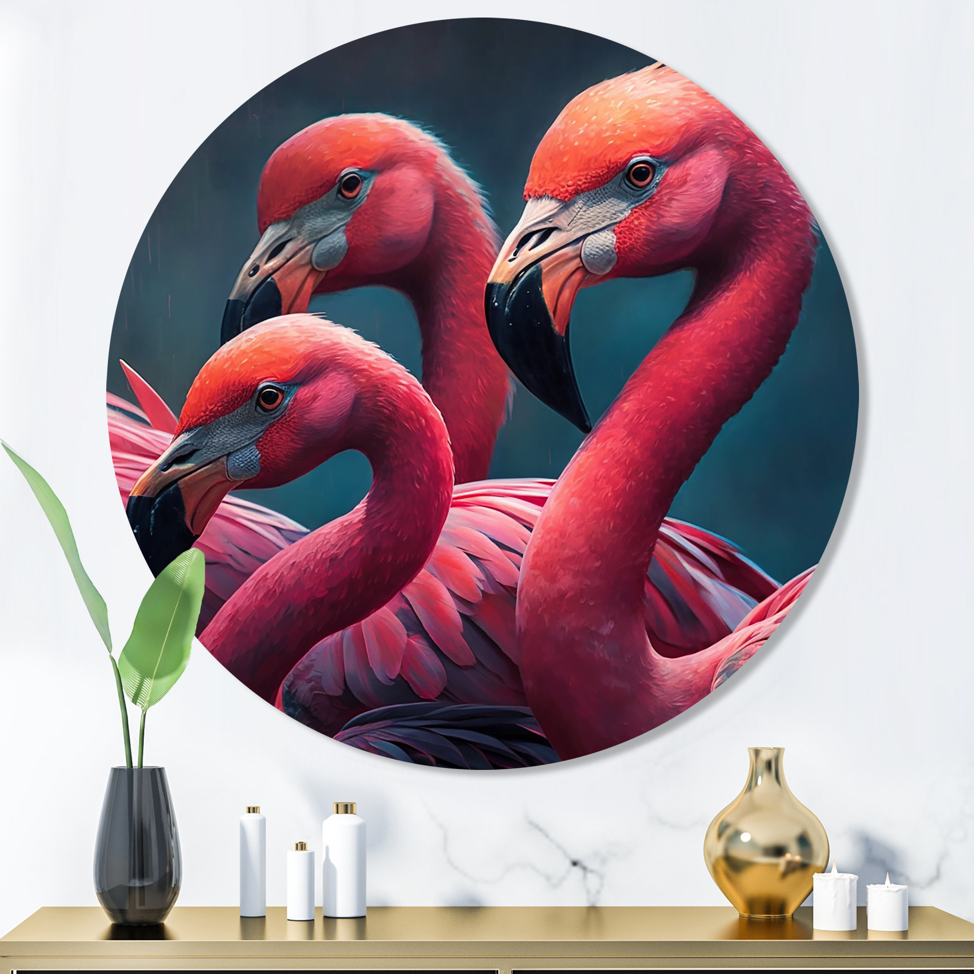 Bay Isle Home™ Close Up Pink Flamingos I - Animals Flamingo Metal Wall ...