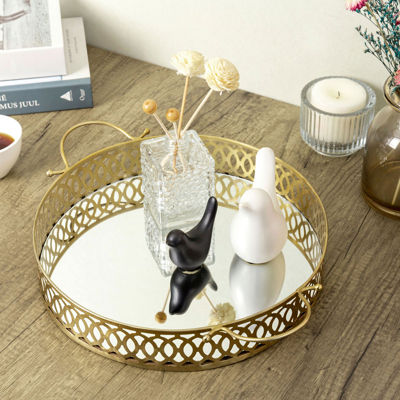 Rosdorf Park Heustis Vintage Brass Mirrored Vanity Tray & Reviews | Wayfair